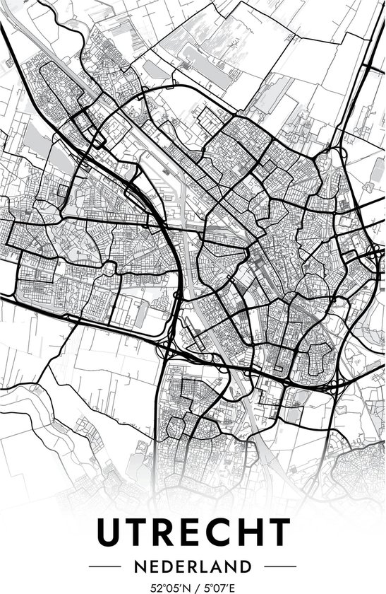 Utrecht Poster Wit - Utrecht Map - Kaart van Utrecht - Stad - posters ...