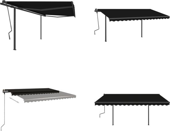 vidaXL Luifel automatisch uittrekbaar met palen 4x3-5 m antracietkleur ...