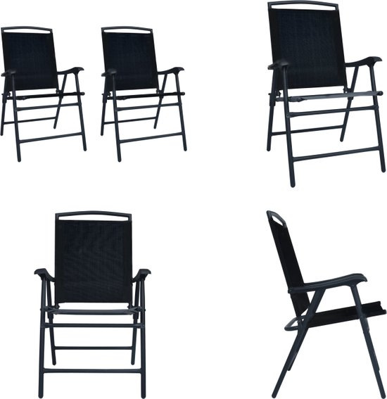 vidaXL Tuinstoelen inklapbaar 2 st textileen zwart - Inklapbare ...