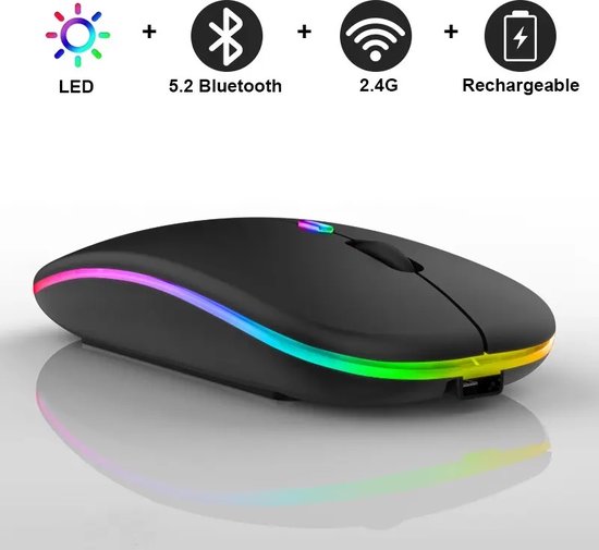 Draadloze LED Bluetooth Muis - Ergonomisch - RGB - Laptop en Gaming ...