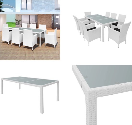 vidaXL-9-delige-Tuinset-poly-rattan-crèmewit - Tuintafel En Stoel ...