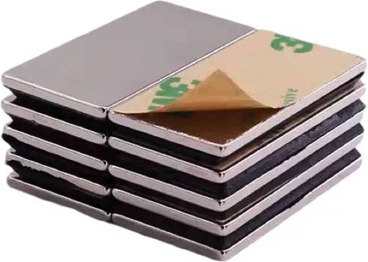 Magneet met plak gedeelte rechthoek 25x10 mm, super sterk 10 stuks ...