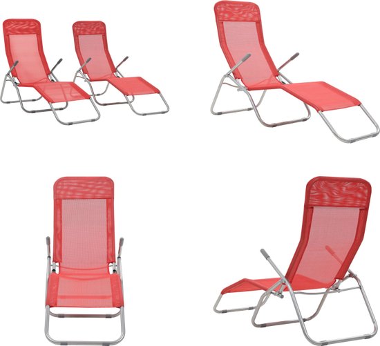 vidaXL Ligbedden inklapbaar 2 st textileen rood - Ligbed - Ligstoelen ...