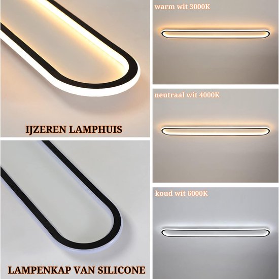Lange LED plafondlamp - Dimbare moderne lamp met afstandsbediening ...