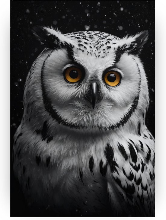 Uil met sneeuw poster - Uil poster - Poster woonkamer - Poster vintage ...