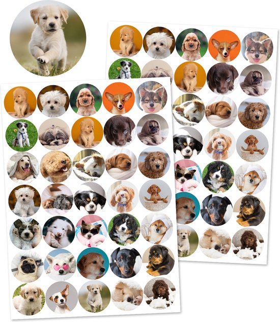 Stickers Puppy's - 2 Stickervellen Puppy's - Puppy Stickers - Honden Stickers -... | bol