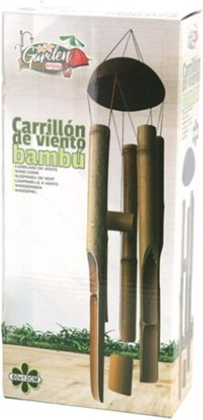 Alma Garden Windgong van bamboe hout - D12 x H60 cm - Tuin/balkon | bol