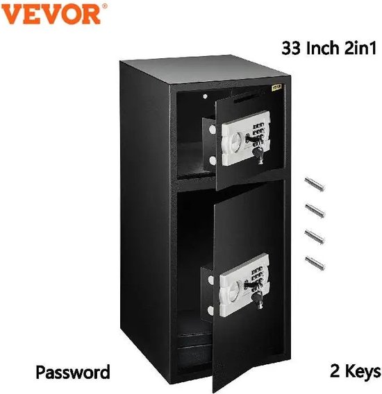 Kluis - Kluis Brandwerend - 2in1 - 35 x 35 x 75 CM - Met Cijfercode ...