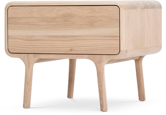 Gazzda Fawn nightstand houten nachtkastje whitewash - 53 x 43 cm | bol