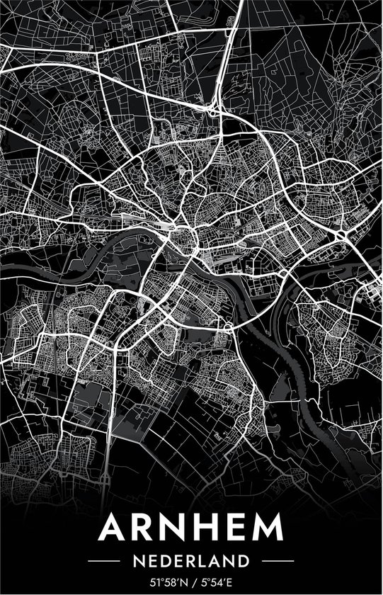 Arnhem Poster - Zwart - Arnhem Map - Kaart van Arnhem - Stad - Arnhem ...