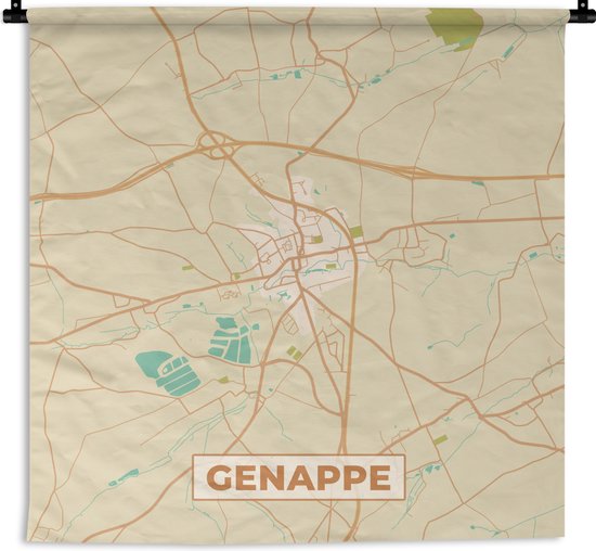 Wandkleed - Wanddoek - Kaart - Stadskaart - Retro - Plattegrond ...