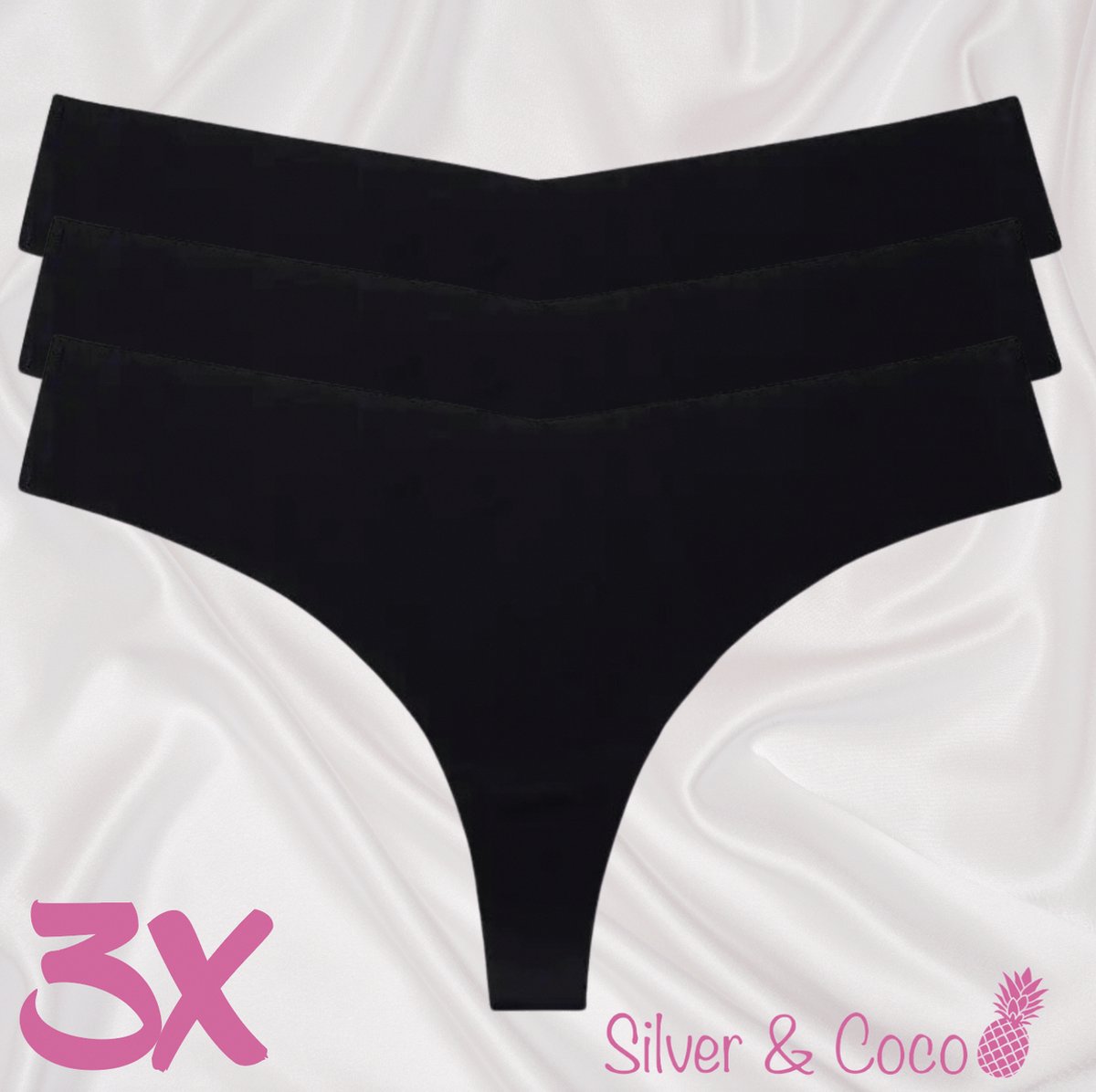 SilverAndCoco® - 3 Stuks Naadloze Strings / Seamless Onderbroek String ...