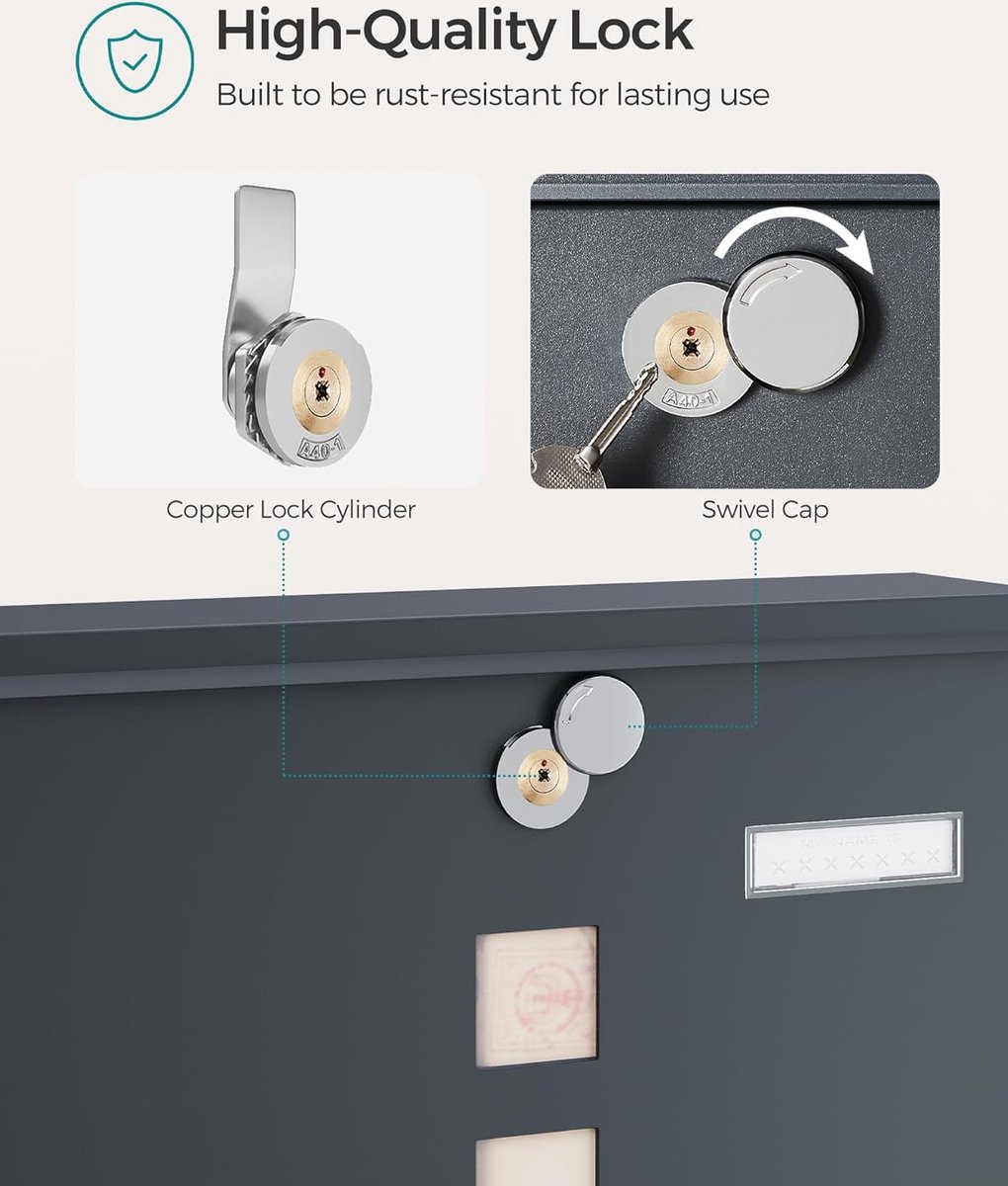 roestvrijstalen brievenbus, brievenbus aan de wand, slot met koperen ...