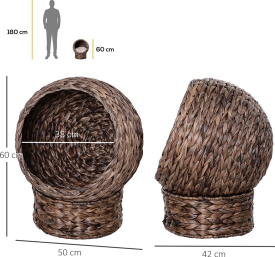PawHut Kattenmand rotan kattennest kattenbed met kussen huisdierbed ...
