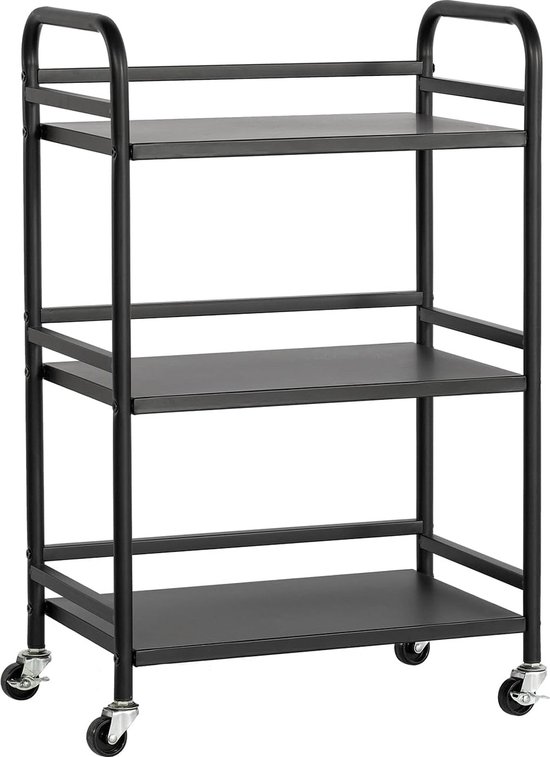 Serving trolley, 3-tier metal service trolley with wheels, for small ...
