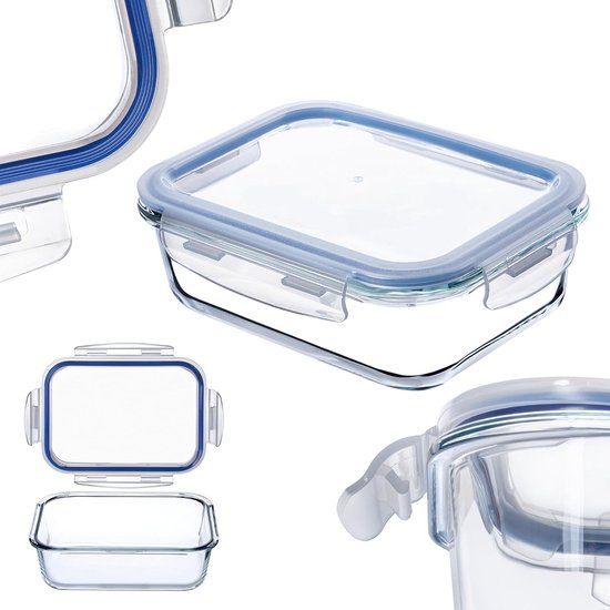 Glazen container met deksel, voedselcontainer, vaatwasmachinebestendige ...