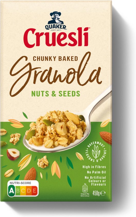 Quaker Cruesli - Ontbijtgranen - Granola Noten & Zaden - 450 gr - Doos ...