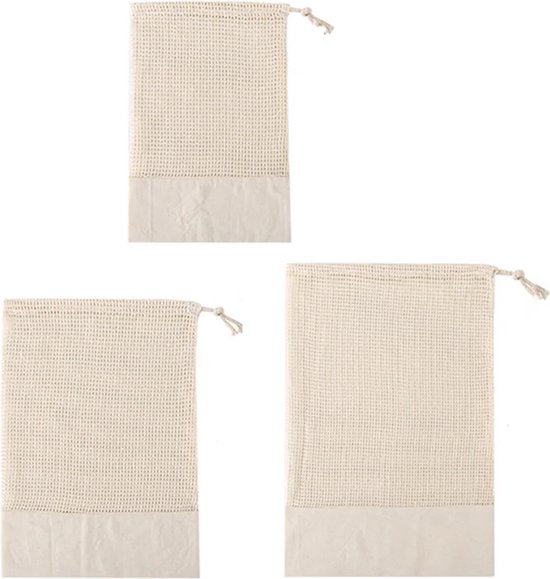 3 x Herbruikbare zakjes - Fruitzakje - Groentezakje - vers zakjes ...