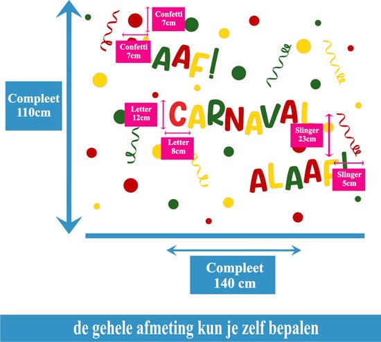 Raamstickers Carnaval | 53-Delig | Herbruikbaar | Alaaf | Carnaval ...