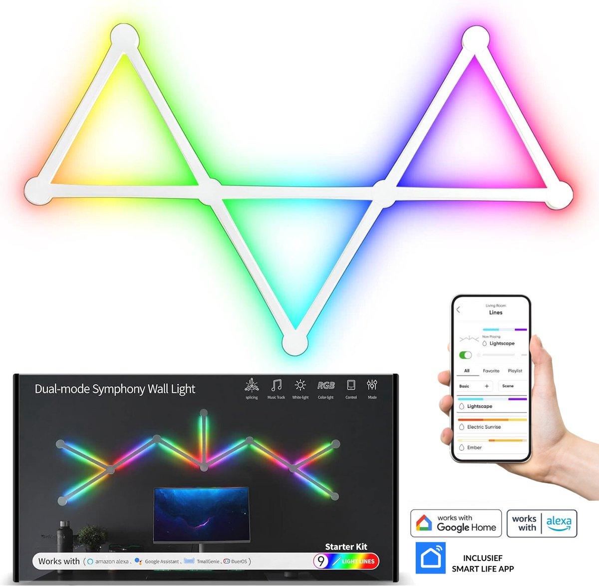 Lucellia - Rgb led strip - Slimme verlichting starterkits - 9 strips ...