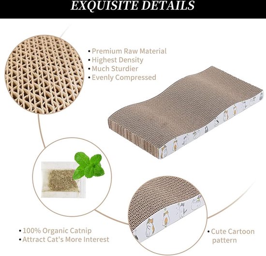 Cat Scratch Pad met Catnip, Dubbelzijdig Duurzaam Ontwerp Scratch Pad voor Katten... | bol