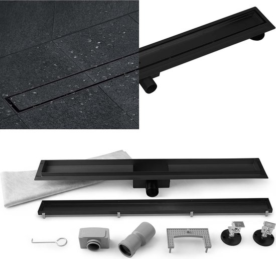 Douchegoot 80 cm - lineaire afvoer - 2-in-1 - zwart | bol