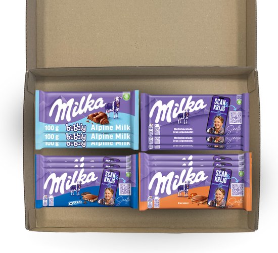 Milka Lover Box - 12 stuks - bubbly 3x, oreo 3x, melk 3x & caramel 3x ...