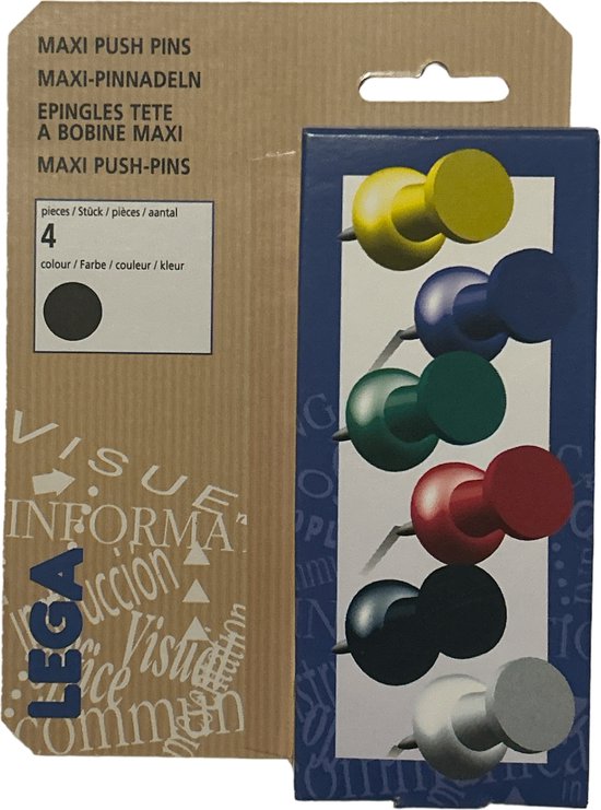 Lega Maxi Push Pins Zwart 6 x 4 stuks | bol