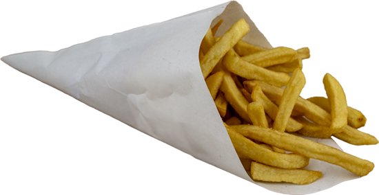 Frietzak - Wit - 125 gram - 190x190x270mm | bol