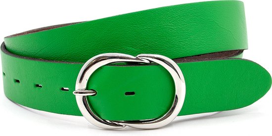 Thimbly Belts Dames riem appeltjes groen - dames riem - 4 cm breed ...
