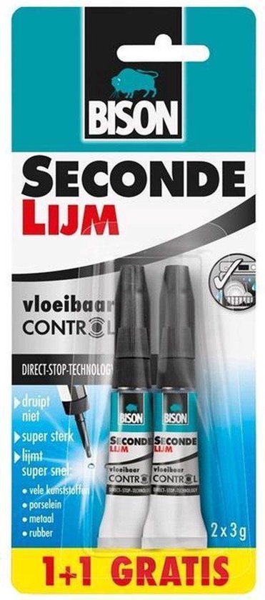 Bison secondelijm gel - 3 gram - 1+1 gratis | bol