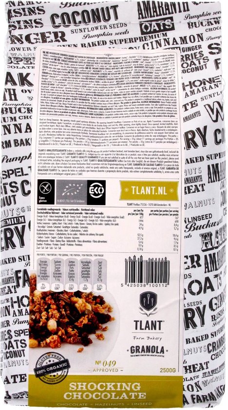 Tlant Granola pure chocolade glutenvrij BIO 2 zakken x 2,5 kilo | bol