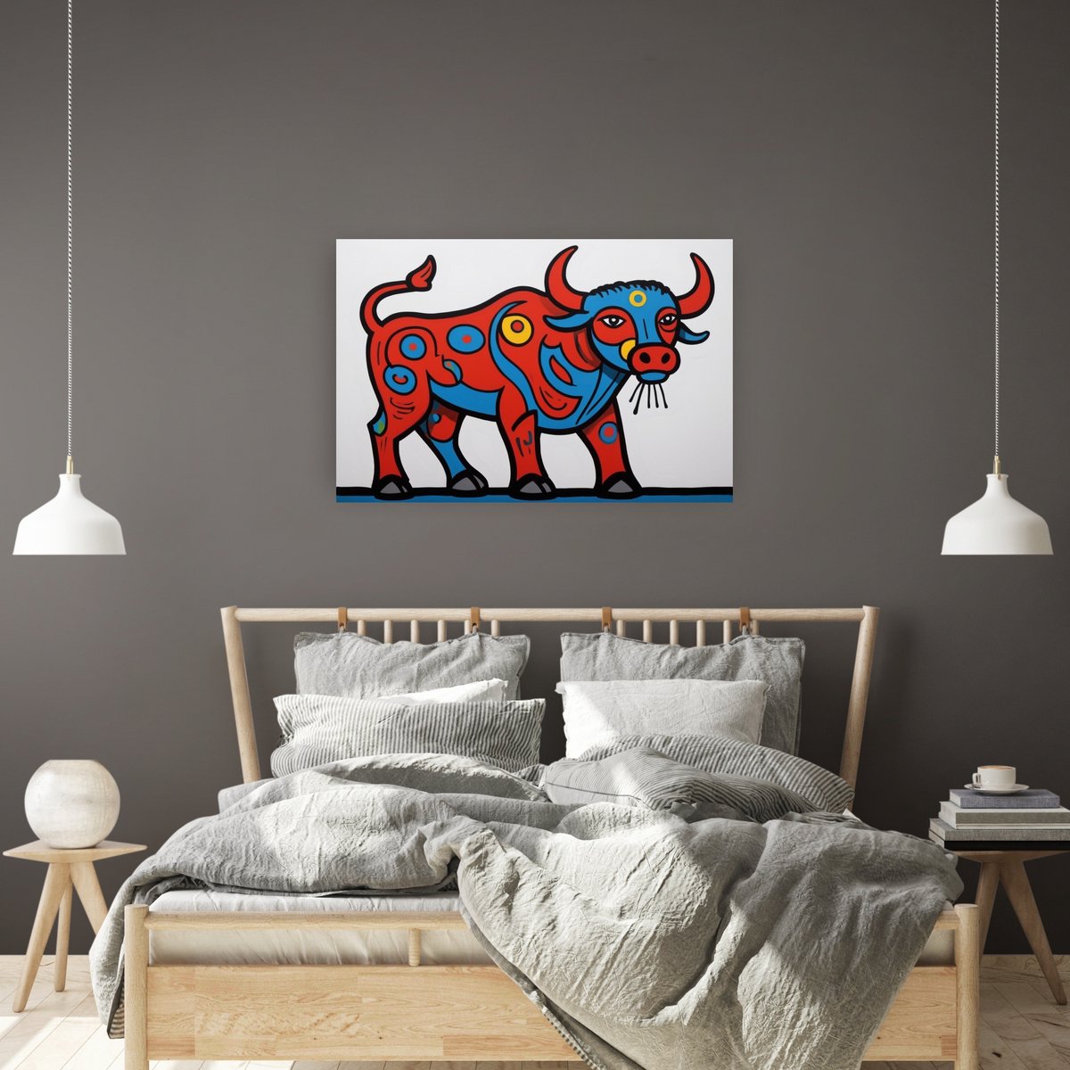 Stier Keith Harring stijl poster - Dieren poster - Posters Keith ...