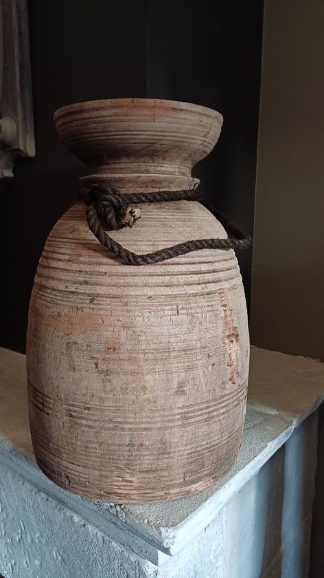 Nepalese kruik robuust landelijk groot formaat hout | bol