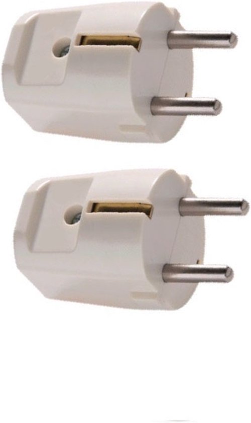 Bakeliet Stekker met Randaarde - Recht - 16A 230V - Crème Wit - Per 2 ...