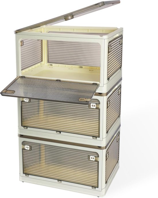 3 Grote Opvouwbare Opbergdozen met Deksel - Opbergdozen - Stapelbare ...