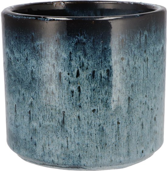 DK Design Bloempot model Blue Glaze - blauw - D18 x H20 cm - ombre | bol