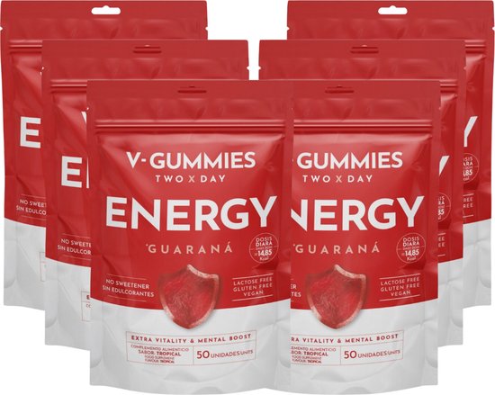 V-GUMMIES ENERGY GUARANA - Vitamine Gummie - 6 x 50 Stuks - Voordeelverpakking | bol