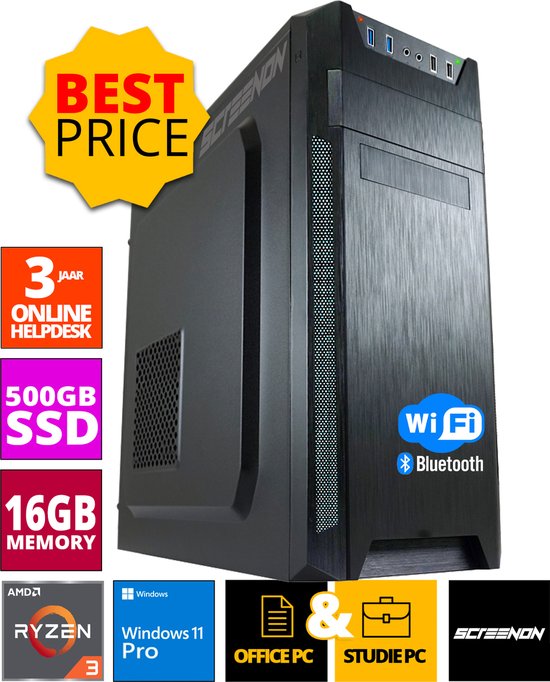 Budget Office PC - Ryzen 3 - 500GB NVMe SSD - 16GB RAM - Radeon Vega 8 ...