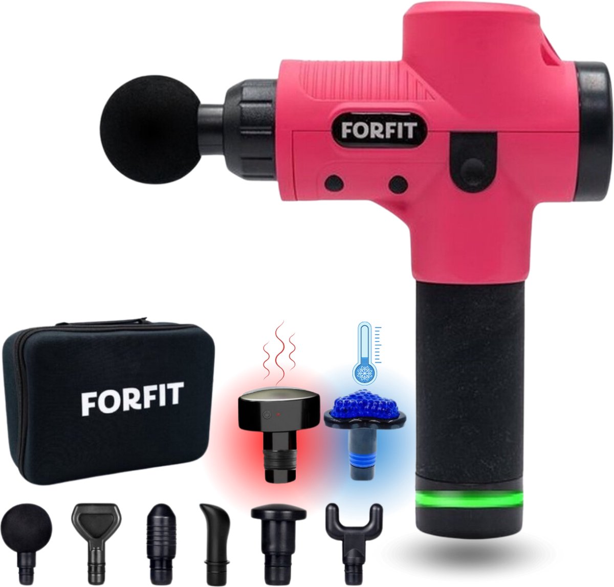 FORFIT Massage Gun Pink Edition – 30 Standen en 8 Opzetstukken ...