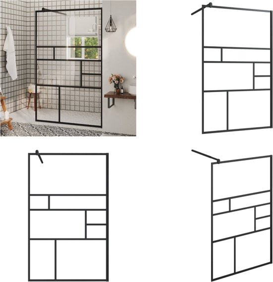 vidaXL Inloopdouchewand 100x195 cm ESG-glas transparant en zwart ...