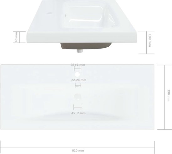 vidaXL Inbouwwastafel met kraan 91x39x18 cm keramiek wit - Gootsteen ...