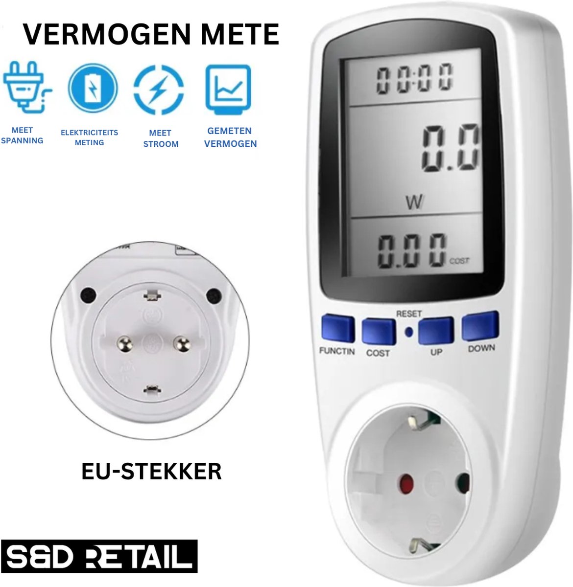 S&D Retail Energieverbruiksmeter – Verbruiksmeter Nauwkeurig – Stroommeter Compact –... | bol