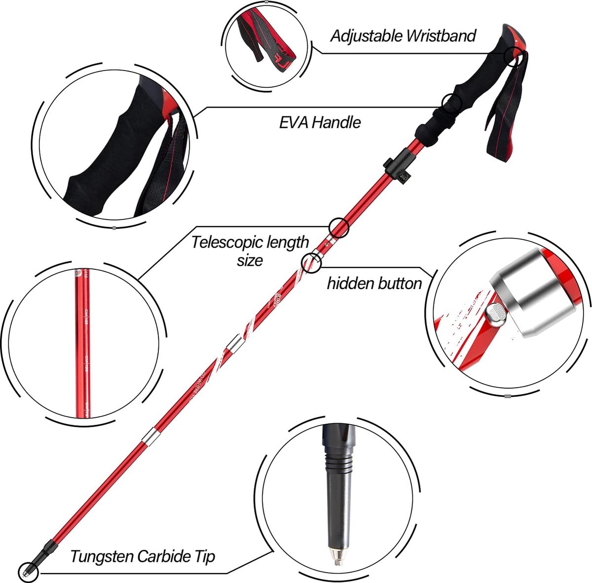 Trekkingstokken, 2 stuks/set, opvouwbare aluminium wandelstokken ...