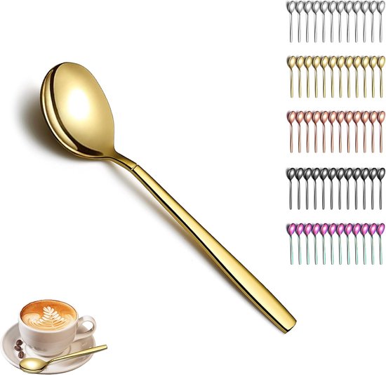 Gouden theelepel, set van 12, titanium vergulde roestvrijstalen ...