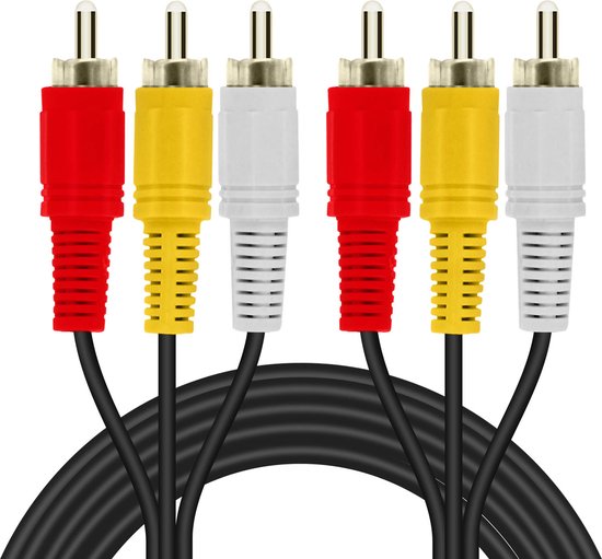 Videokabel 3 RCA Male/Male 5m Kwaliteit Geluidsbestendig LinQ Zwart | bol