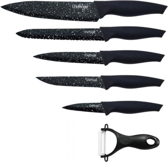 CHEFFINGER CF-MB04: 6-delige messenset met marmercoating | bol