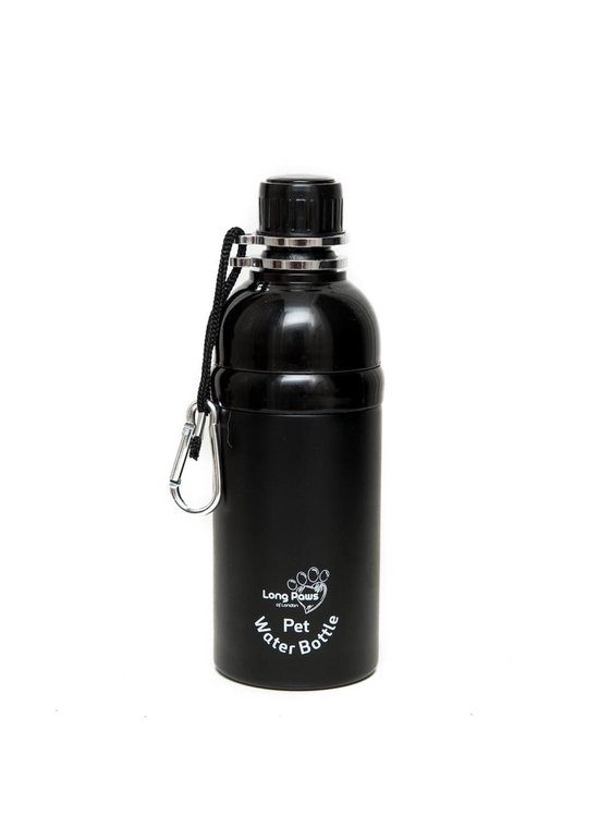 Honden waterfles RVS - Black 500ml - Draagbare Honden Drinkfles ...