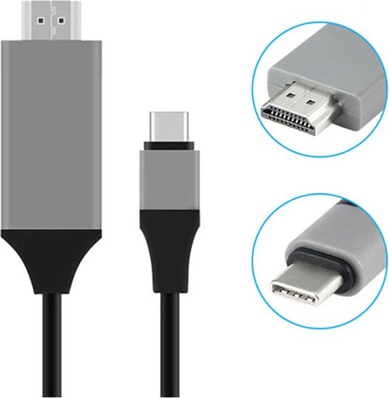 HDMI naar USB-C kabel 2 meter Zwart | hdmi naar usb-c | usb-c naar hdmi ...