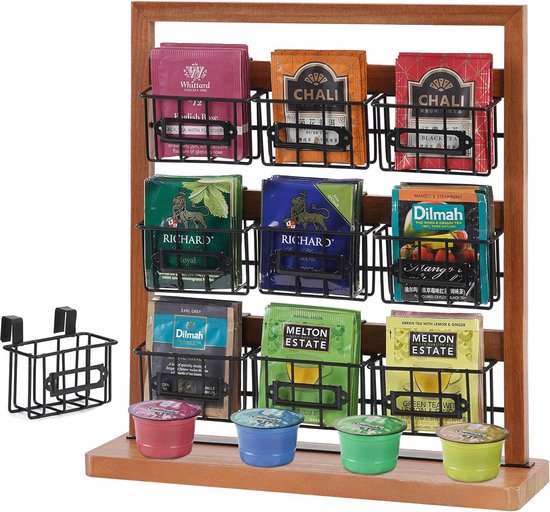 Theedoos theezak-organizer, theekist met 9 afneembare metalen vakken ...